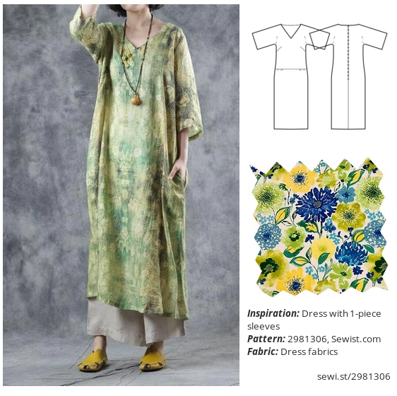 Dress with 1-piece sleeves Women Clothing Dress Sewing Pattern Sewist