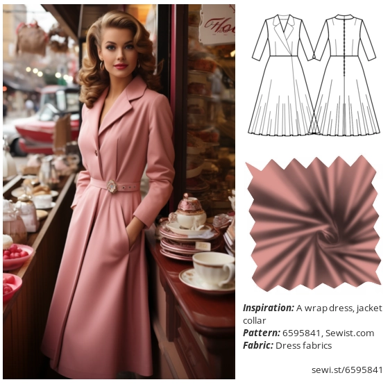 A wrap dress, jacket collar Women Clothing Dress Sewing Pattern Sewist