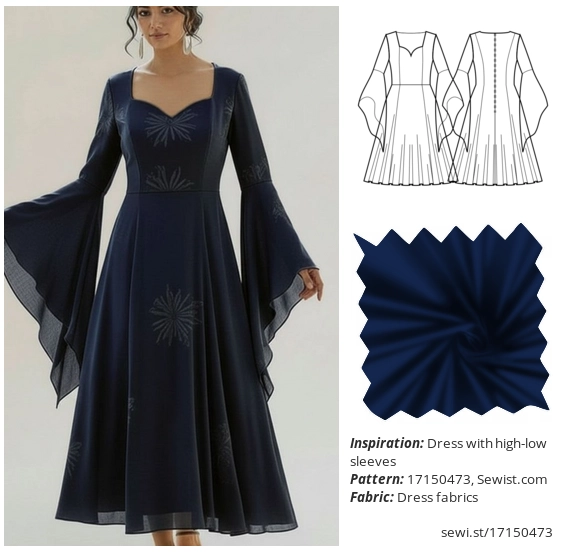 Dress with high-low sleeves Women Clothing Dress Sewing Pattern Sewist