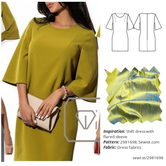 Shift dress with flared sleeve Women Clothing Dress Sewing Pattern Sewist