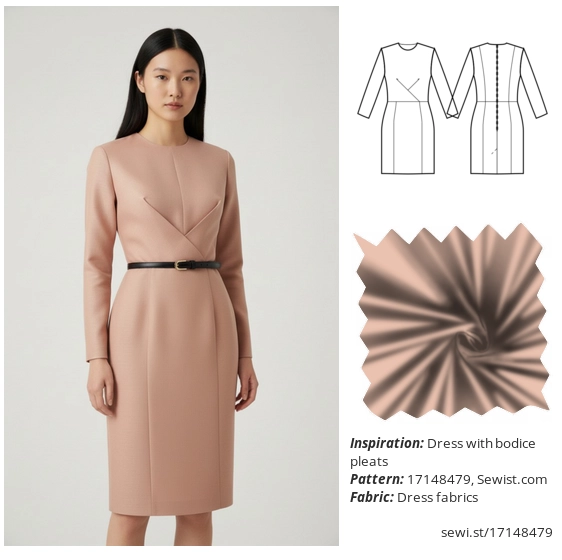 Dress with bodice pleats Women Clothing Dress Sewing Pattern Sewist