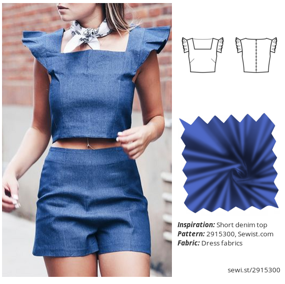 Short denim top Women Clothing Top Sewing Pattern Sewist